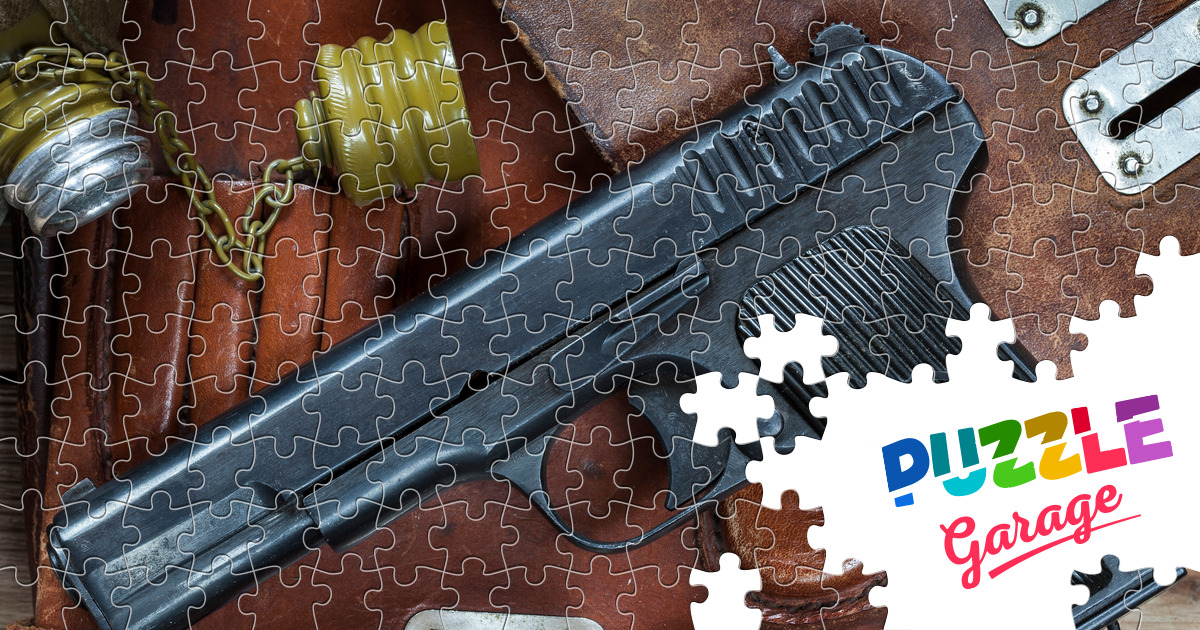 A gun and officer's bag Jigsaw Puzzle (Stuff, Weapons) | Puzzle Garage