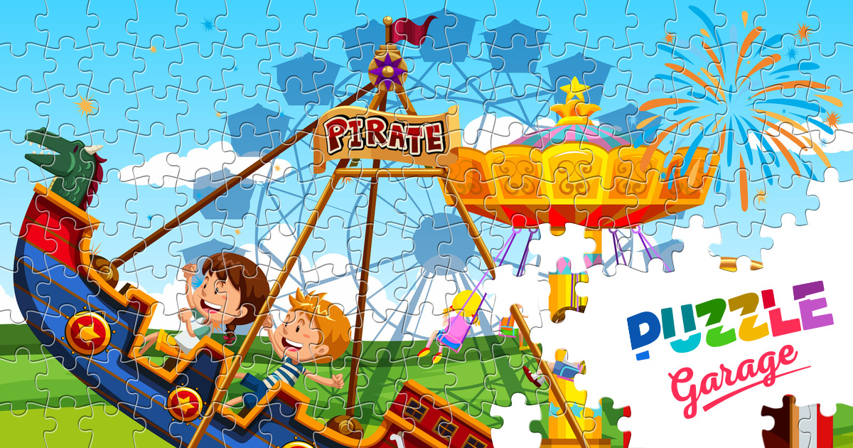 Children on the rides Jigsaw Puzzle (For children, Cartoon Illustrations) | Puzzle Garage