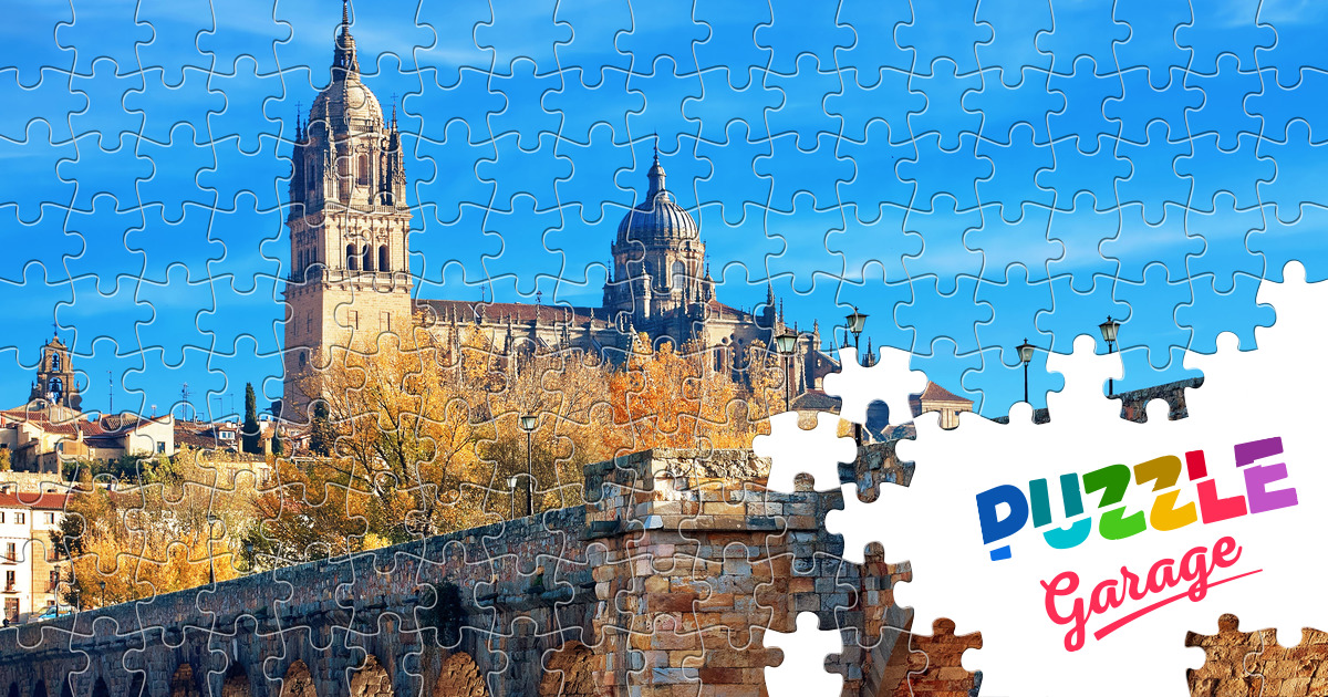 View of the Roman Bridge and the New Cathedral in Salamanca Jigsaw ...