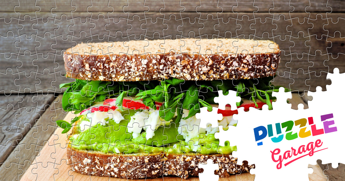 Sandwich with vegetables and cheese on a board Jigsaw Puzzle (Home ...