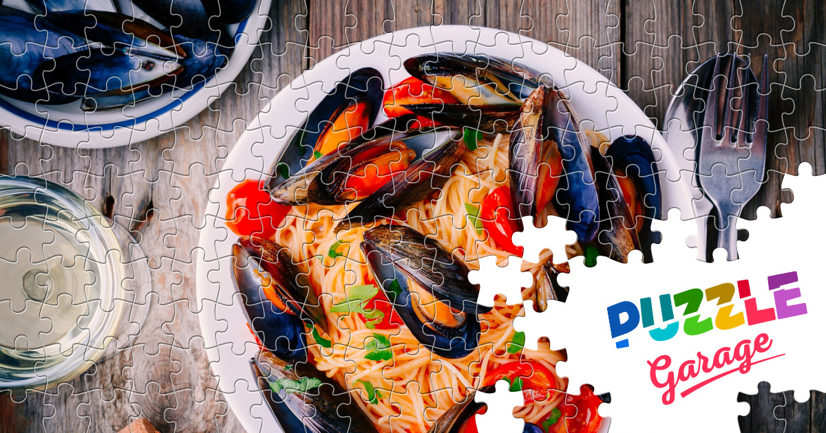 Spaghetti with mussels and tomatoes Jigsaw Puzzle (Home, Food) | Puzzle ...