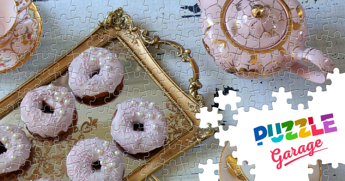 Donuts on a golden tray Jigsaw Puzzle (Home, Food) | Puzzle Garage