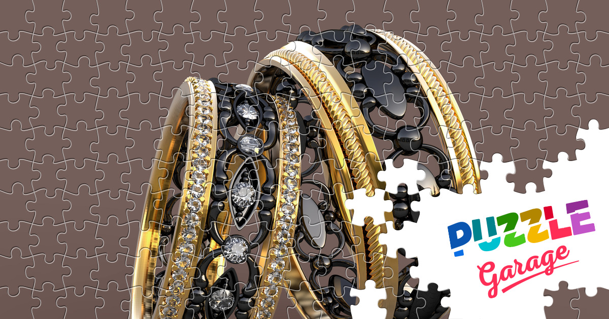 Wedding rings with titanium inserts Jigsaw Puzzle (Stuff, Jewellery ...