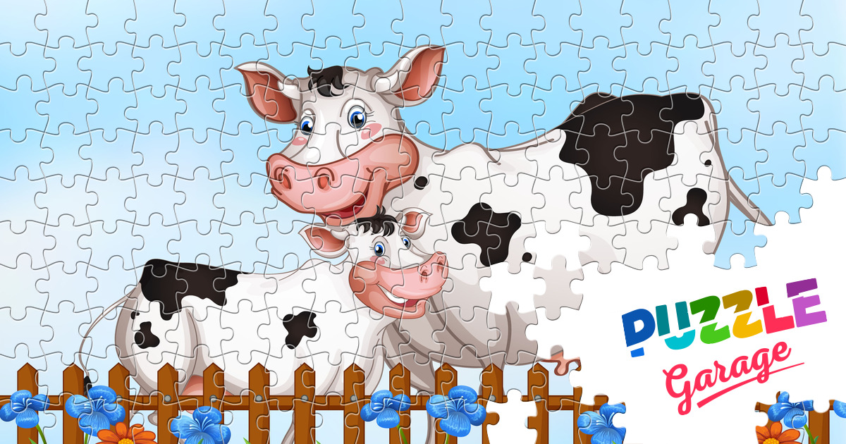 Cow and calf Jigsaw Puzzle (For children, Cartoon Illustrations ...