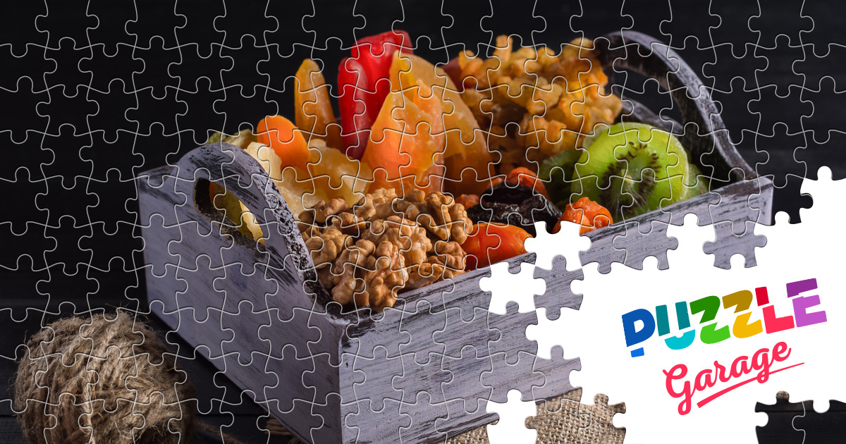 Dried fruits in a wooden box Jigsaw Puzzle (Home, Food) | Puzzle Garage