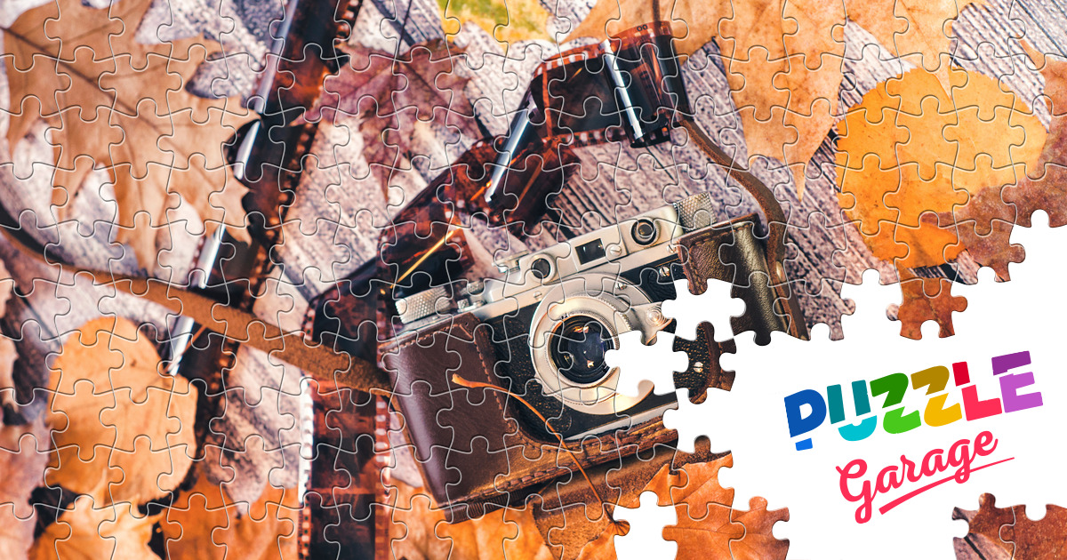 Camera on autumn leaves Jigsaw Puzzle (Stuff, Foto cameras) | Puzzle Garage