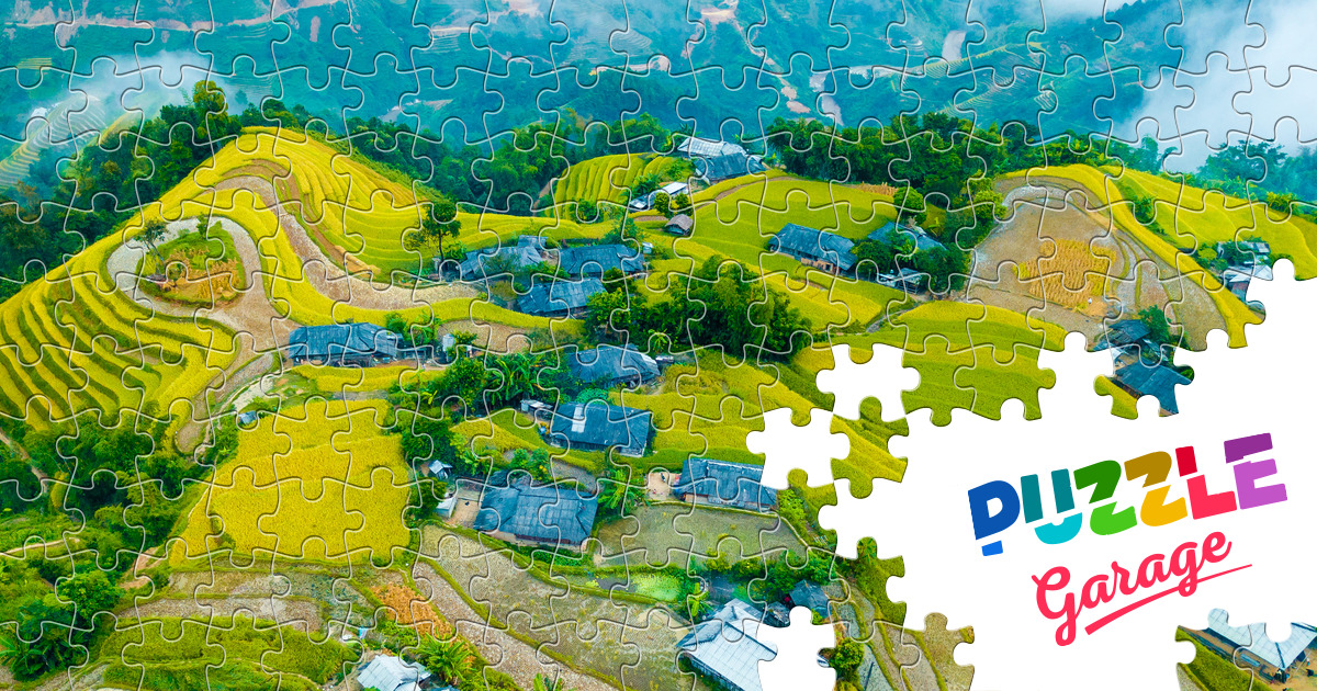 Rice terraces in the mountains Jigsaw Puzzle (Countries, Japan ...