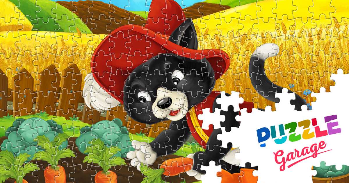 Puss in boots in the garden Jigsaw Puzzle (For children, Fairy tales ...