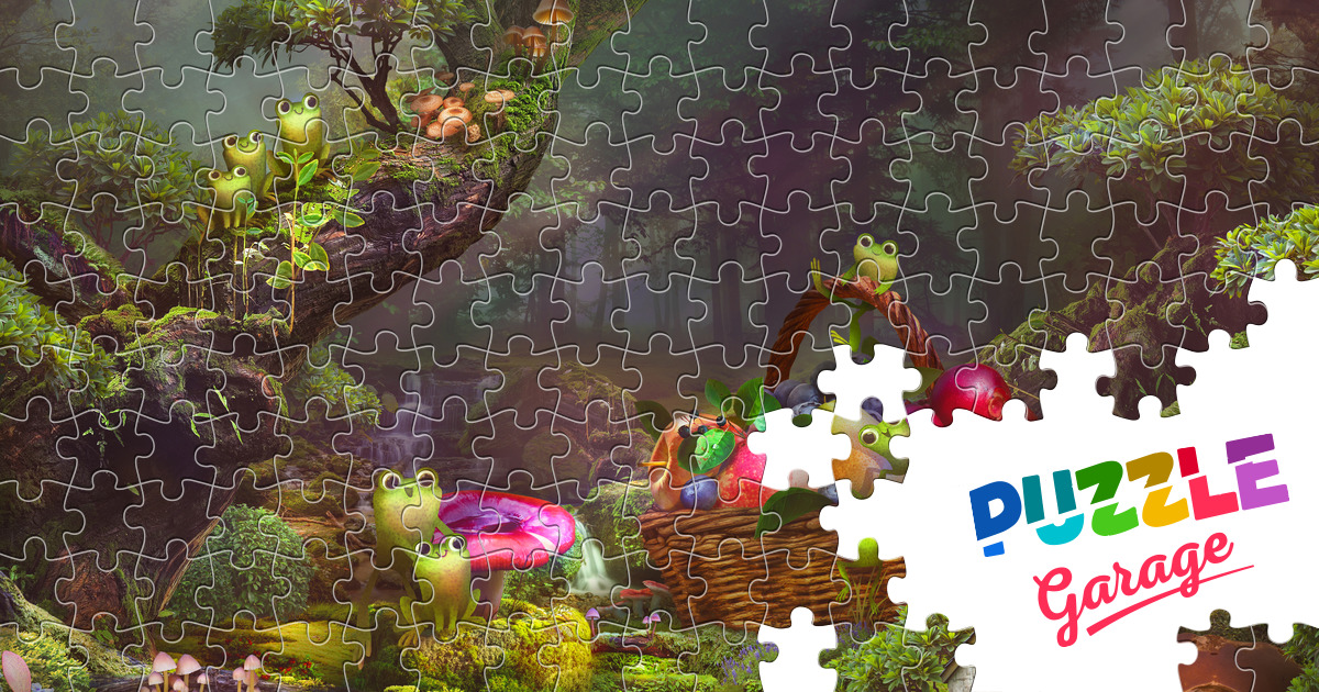 Frogs in a forest glade Jigsaw Puzzle (For children, Cartoon ...