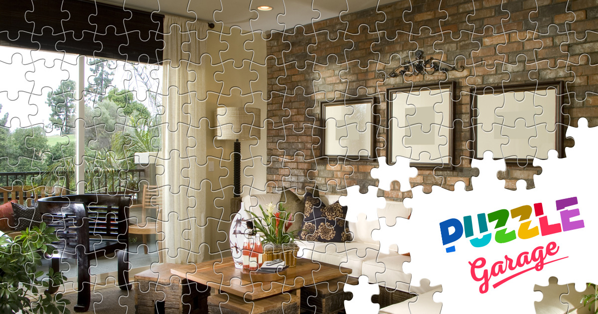 Living room with brick wall Jigsaw Puzzle (Home, Interiors) | Puzzle Garage