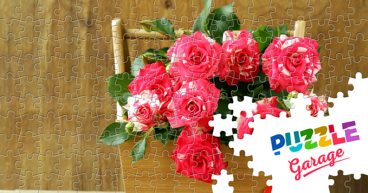 Bouquet of roses in a wooden box Jigsaw Puzzle (Plants, Flowers ...