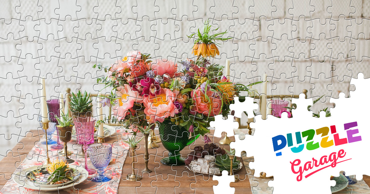 Flower table setting Jigsaw Puzzle (Home, Interiors) | Puzzle Garage