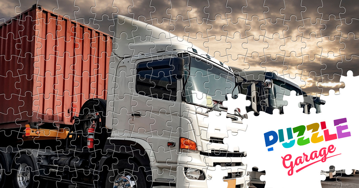Trucks in a parking lot Jigsaw Puzzle (Technics, Auto) | Puzzle Garage