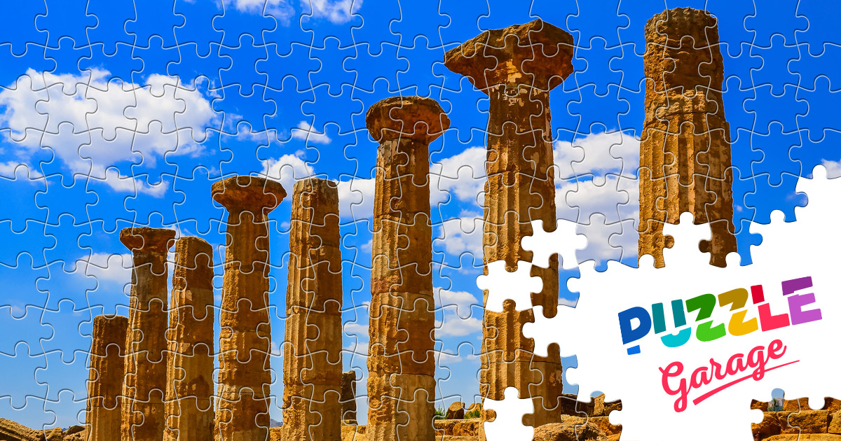 Temple columns in Agrigento Jigsaw Puzzle (History, Archeology ...