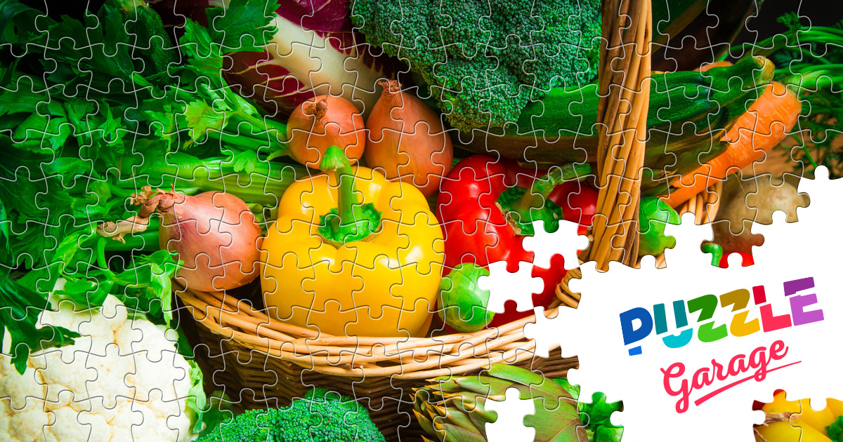 Vegetables in a wicker basket Jigsaw Puzzle (Plants, Vegetables ...