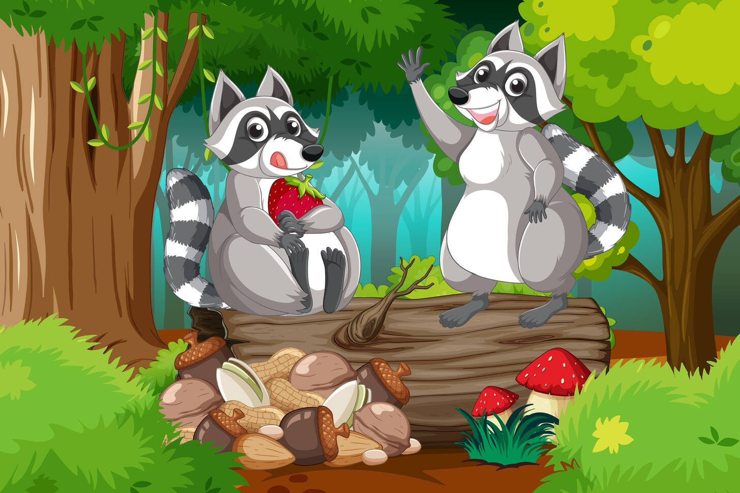 Raccoons in the forest Jigsaw Puzzle (For children, Cartoon ...