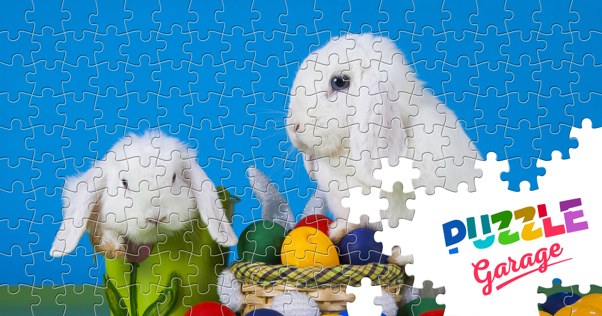 White rabbits and easter eggs Jigsaw Puzzle (Holidays, Easter) | Puzzle ...