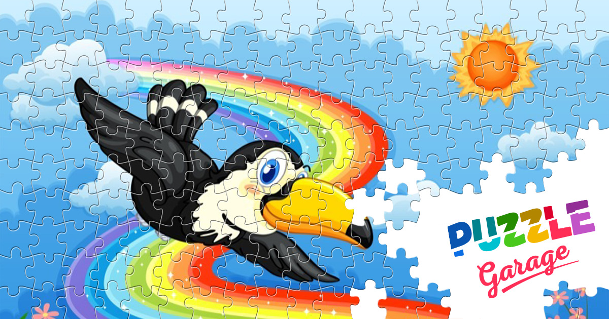 Toucan and rainbow Jigsaw Puzzle (For children, Cartoon Illustrations ...