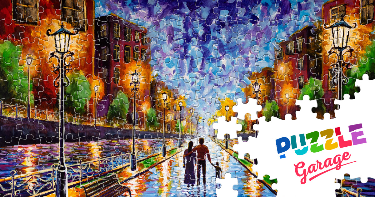 Evening city Jigsaw Puzzle (Art, Painting) | Puzzle Garage