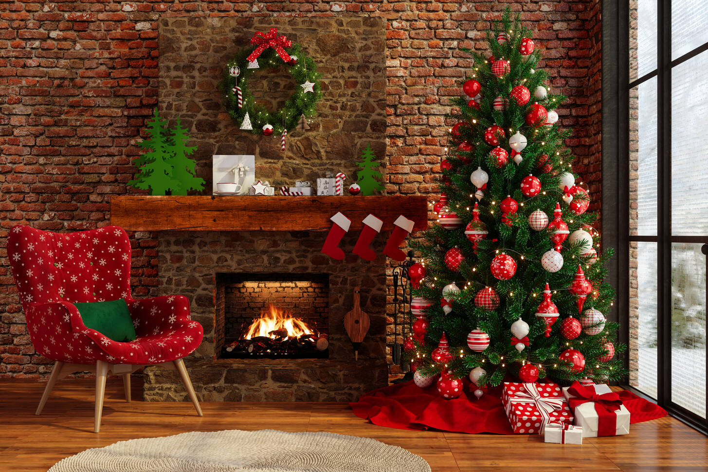 Living room interior with a Christmas tree Jigsaw Puzzle (Home ...