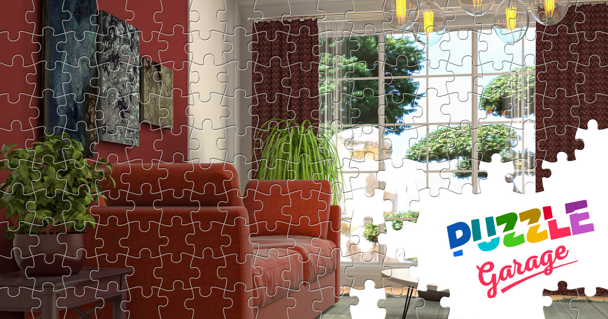 Living room with large window Jigsaw Puzzle (Home, Interiors) | Puzzle ...
