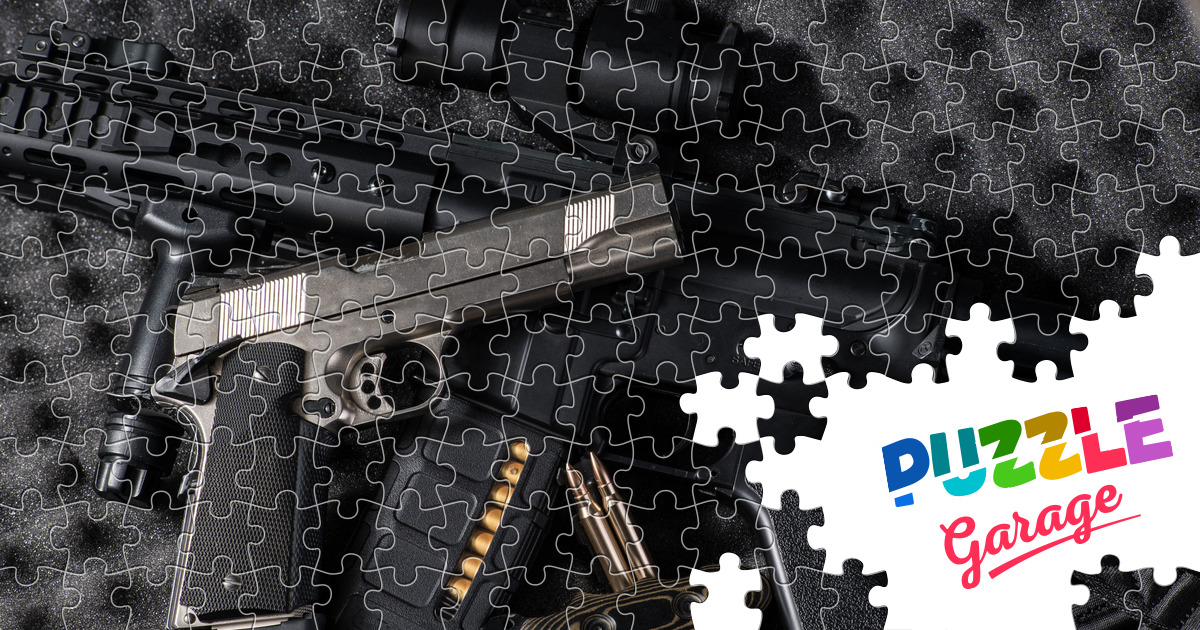 Pistol, rifle and knife Jigsaw Puzzle (Stuff, Weapons) | Puzzle Garage