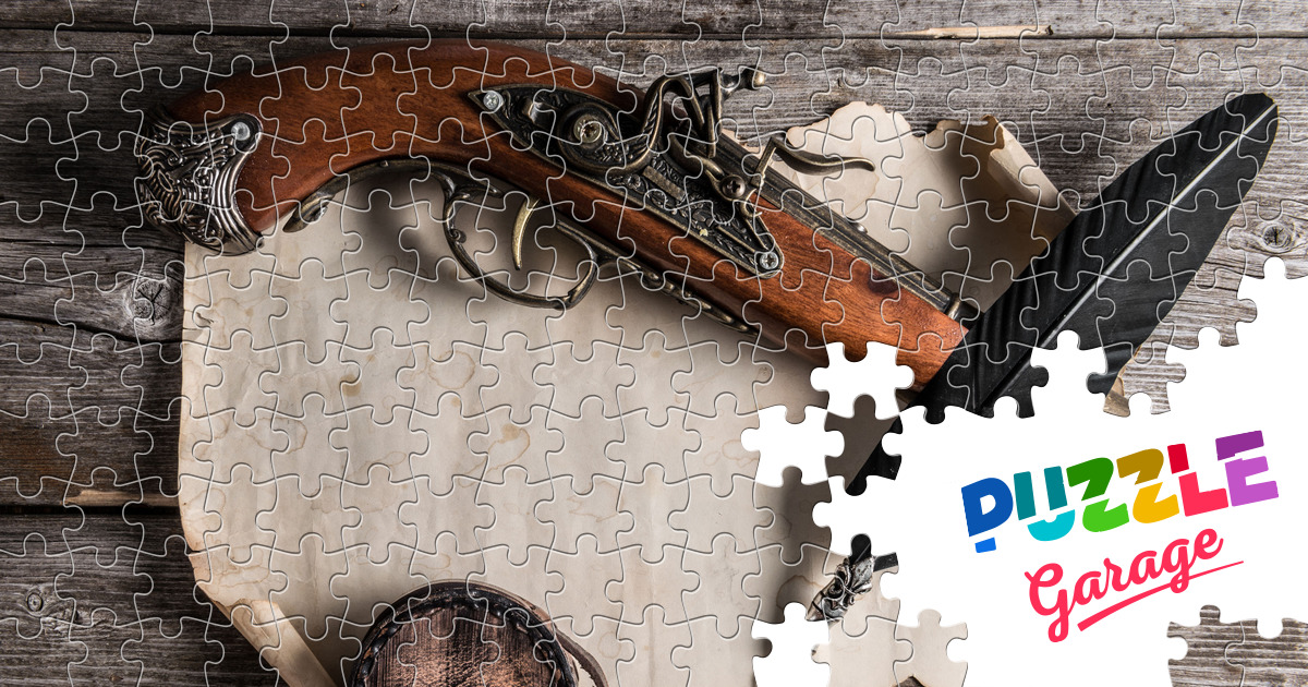 Old pistol and pen Jigsaw Puzzle (Stuff, Weapons) | Puzzle Garage