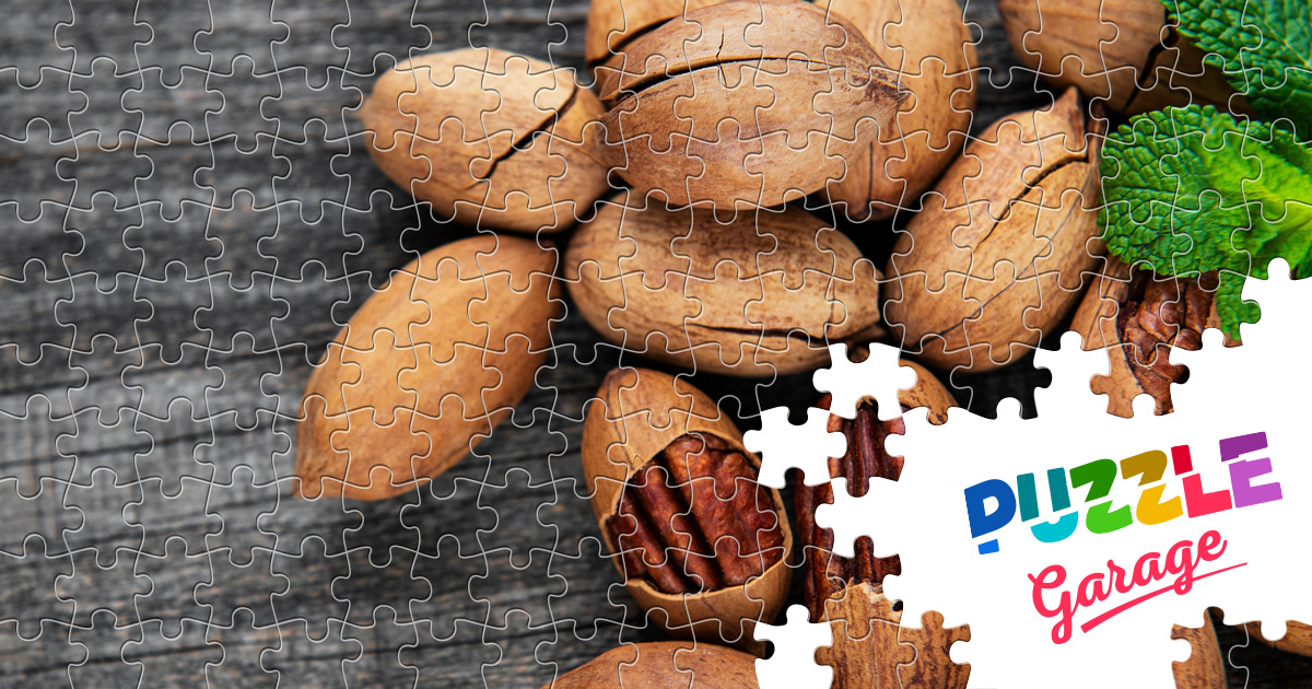 Pecan nuts on a wooden table Jigsaw Puzzle (Home, Food) | Puzzle Garage
