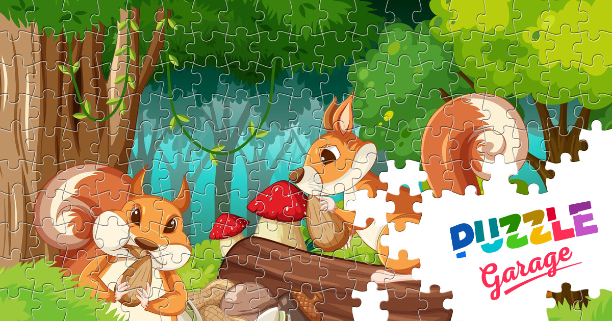 森のリス ジグソーパズル (子供向け, 漫画イラスト) | Puzzle Garage