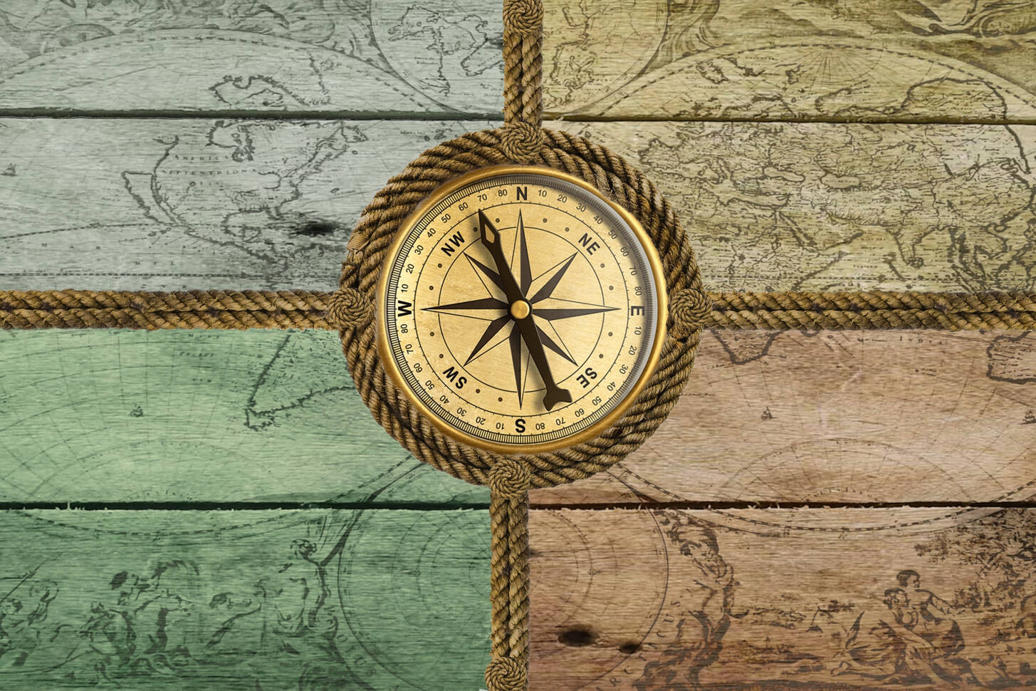 Anchor compass on the map Jigsaw Puzzle (History, Maps) | Puzzle Garage