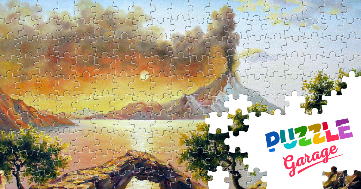 Erupting volcano Jigsaw Puzzle (Art, Painting) | Puzzle Garage
