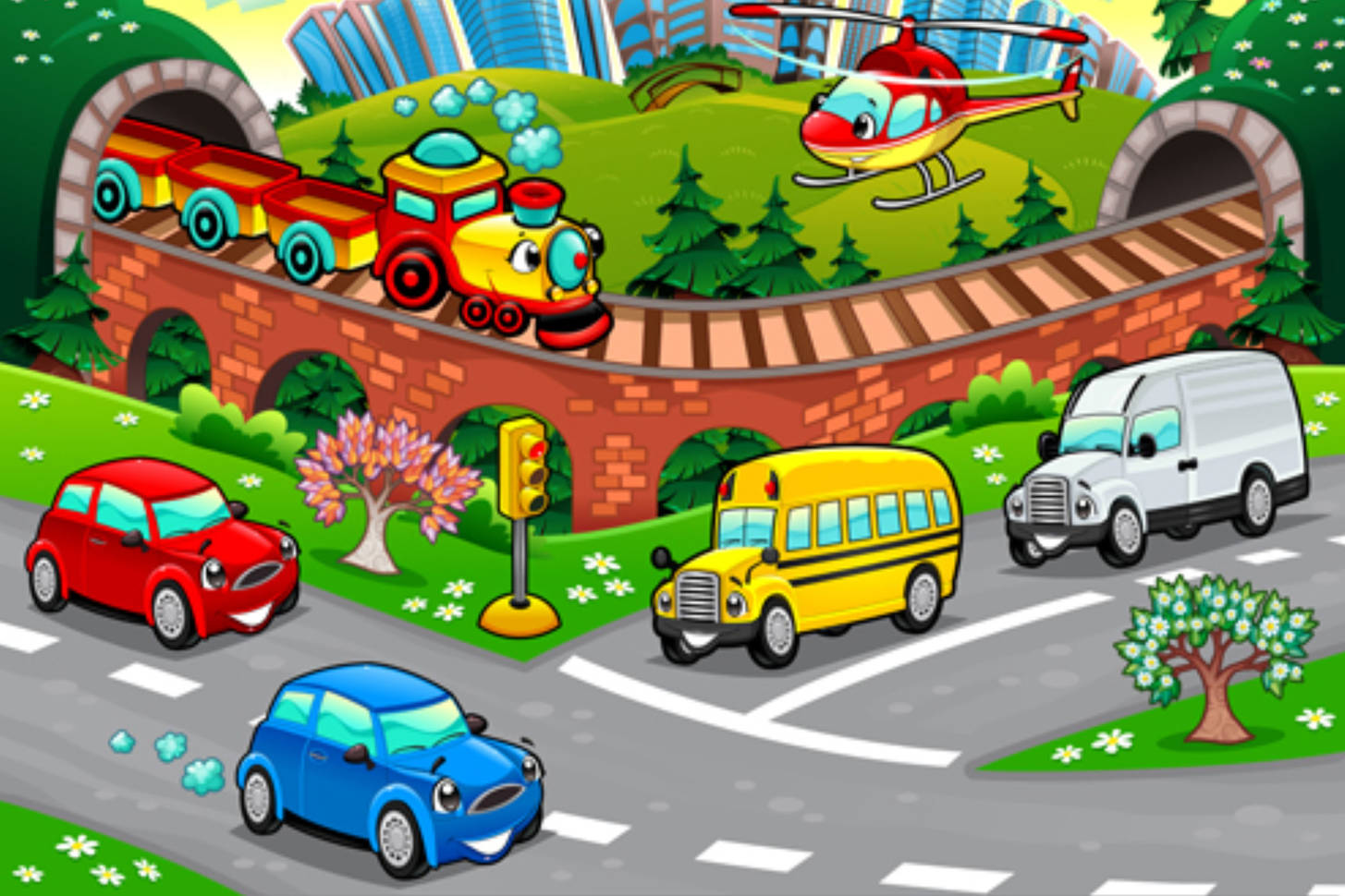 Children's transport in the city Jigsaw Puzzle (For children, Cartoon ...
