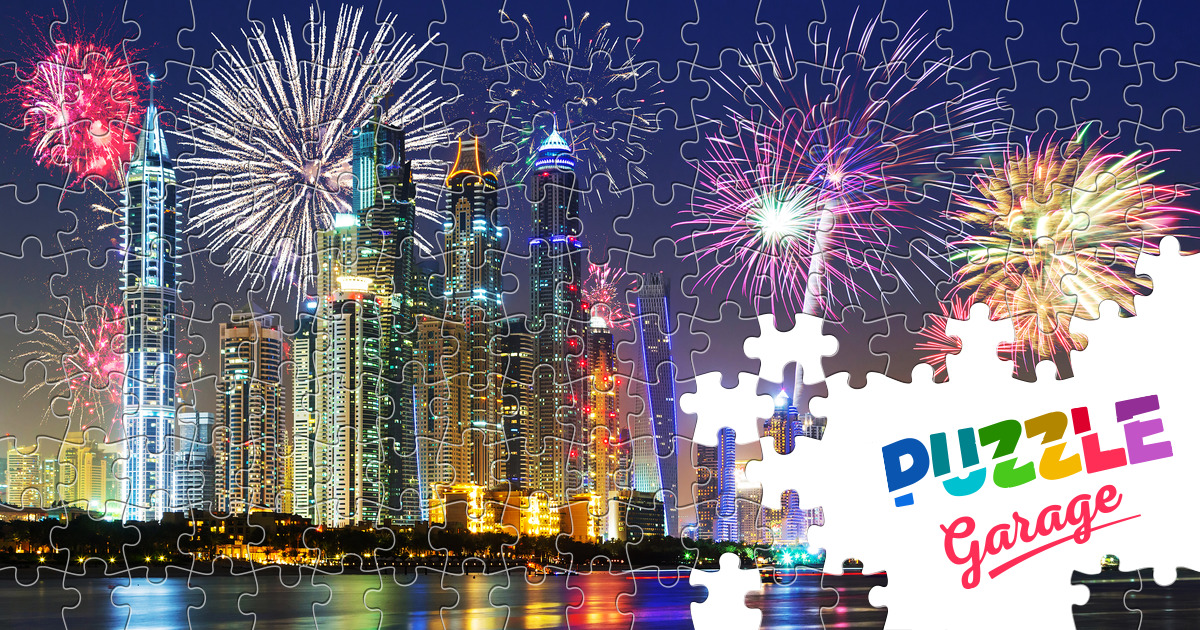 Fireworks in Dubai Jigsaw Puzzle (Countries, UAE) | Puzzle Garage