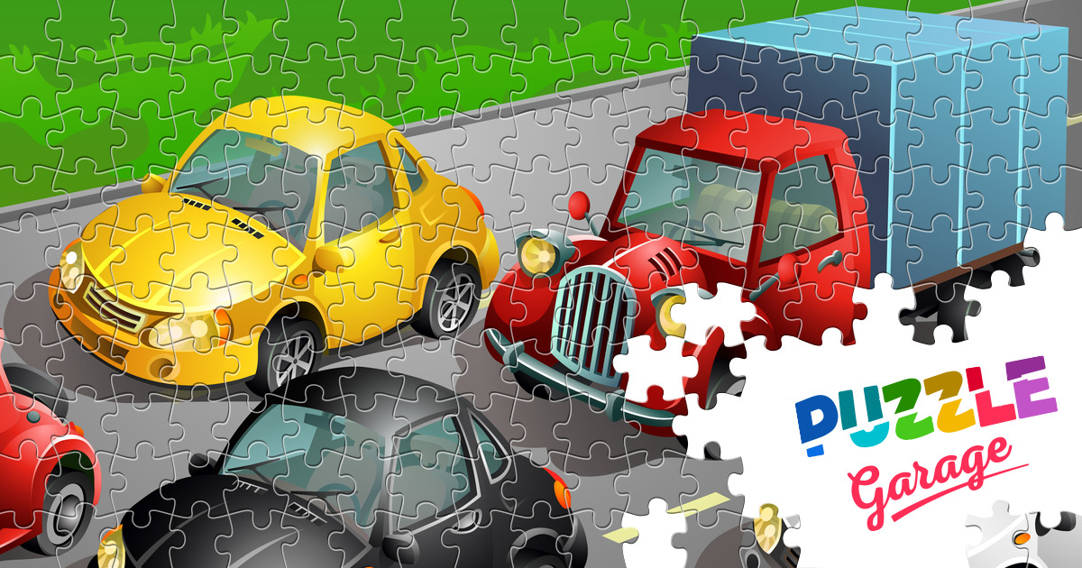 Cars on the road Jigsaw Puzzle (For children, Cartoon Illustrations ...