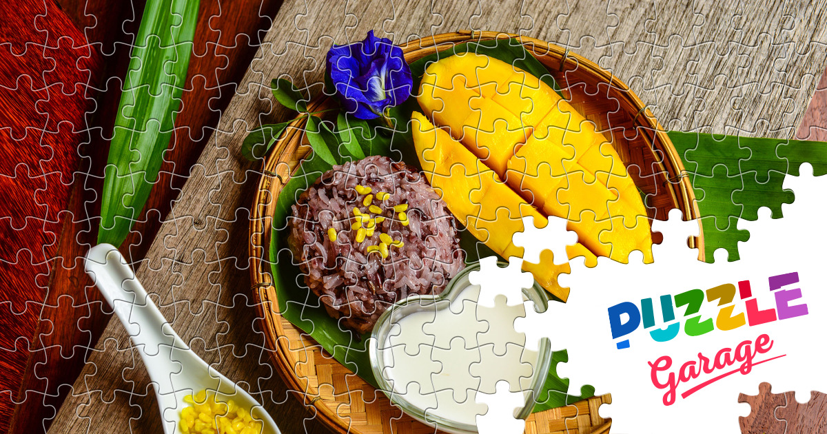 Thai dessert with mango and rice Jigsaw Puzzle (Home, Food) | Puzzle Garage