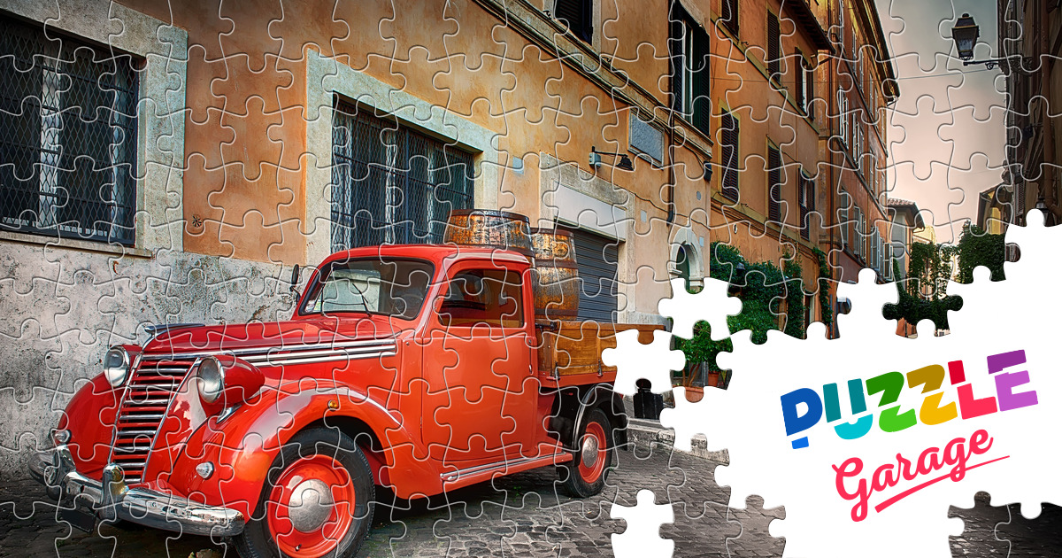 Retro car on the street in Rome Jigsaw Puzzle (Countries, Italy ...