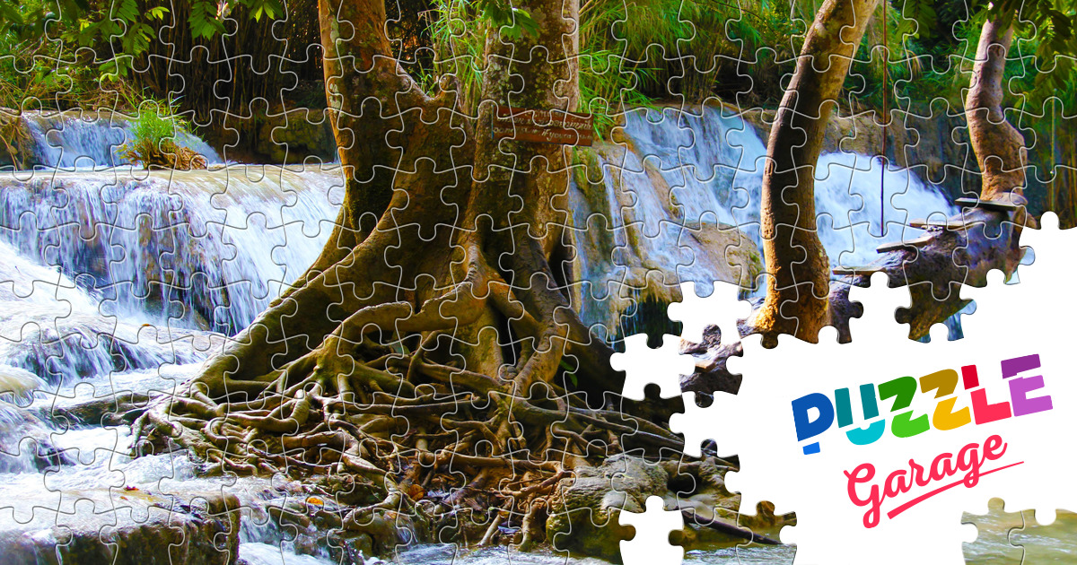 Tree at waterfall Jigsaw Puzzle (Plants, Trees) | Puzzle Garage