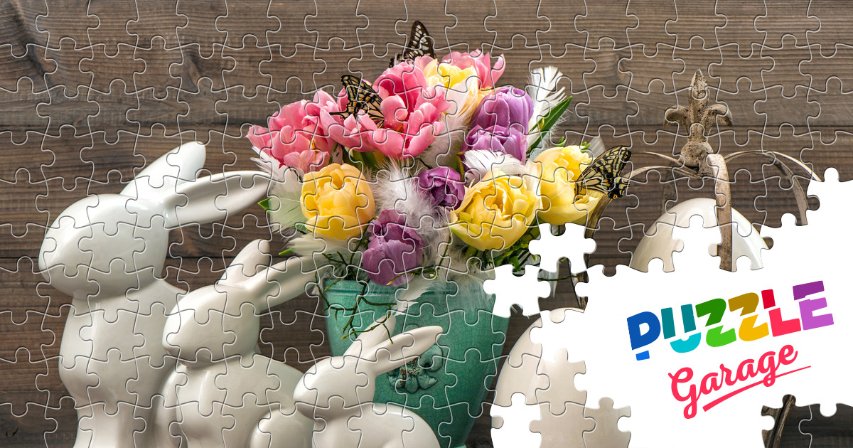 Easter bunnies and eggs Jigsaw Puzzle (Holidays, Easter) | Puzzle Garage