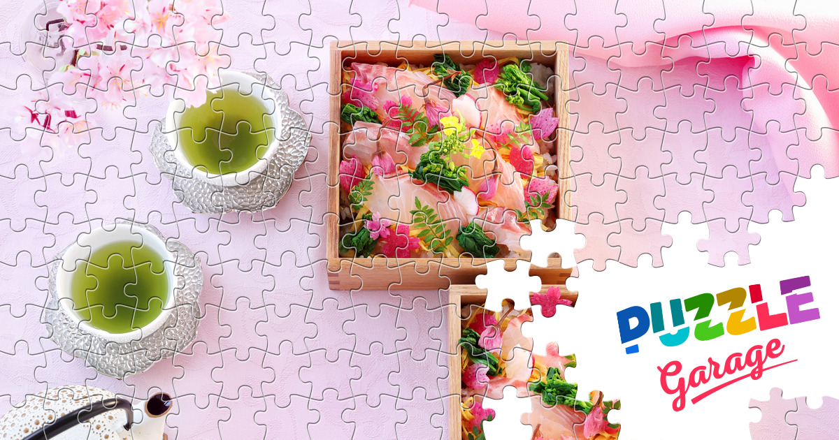 Sushi in wooden boxes Jigsaw Puzzle (Home, Food) | Puzzle Garage