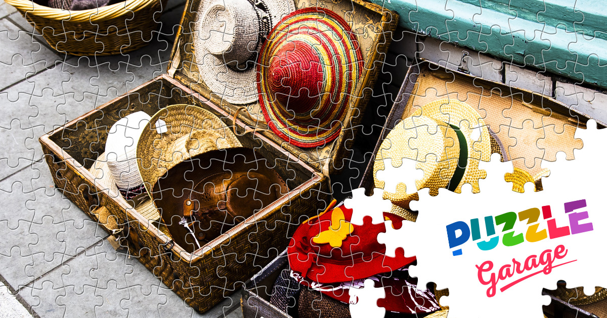 Original hats in suitcases Jigsaw Puzzle (History, Flea market ...