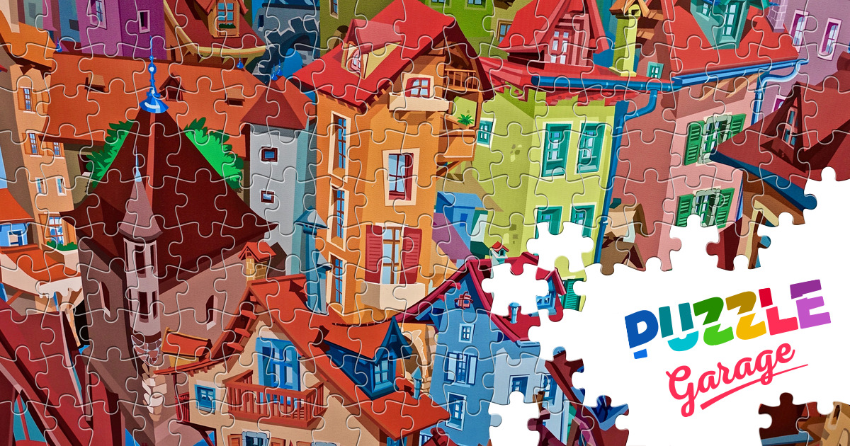 Colorful cartoon city Jigsaw Puzzle (For children, Cartoon ...