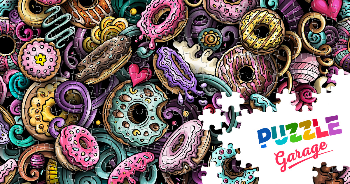 Colorful donuts Jigsaw Puzzle (For children, Cartoon Illustrations ...