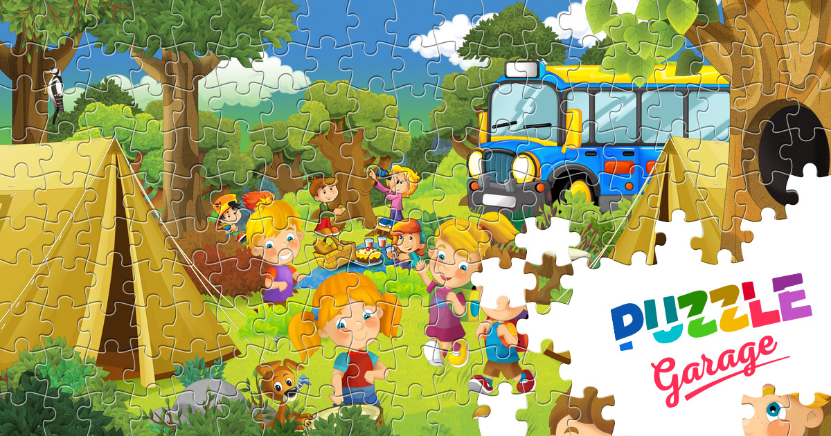 Children's trip to the forest Jigsaw Puzzle (For children, Cartoon Illustrations) | Puzzle Garage