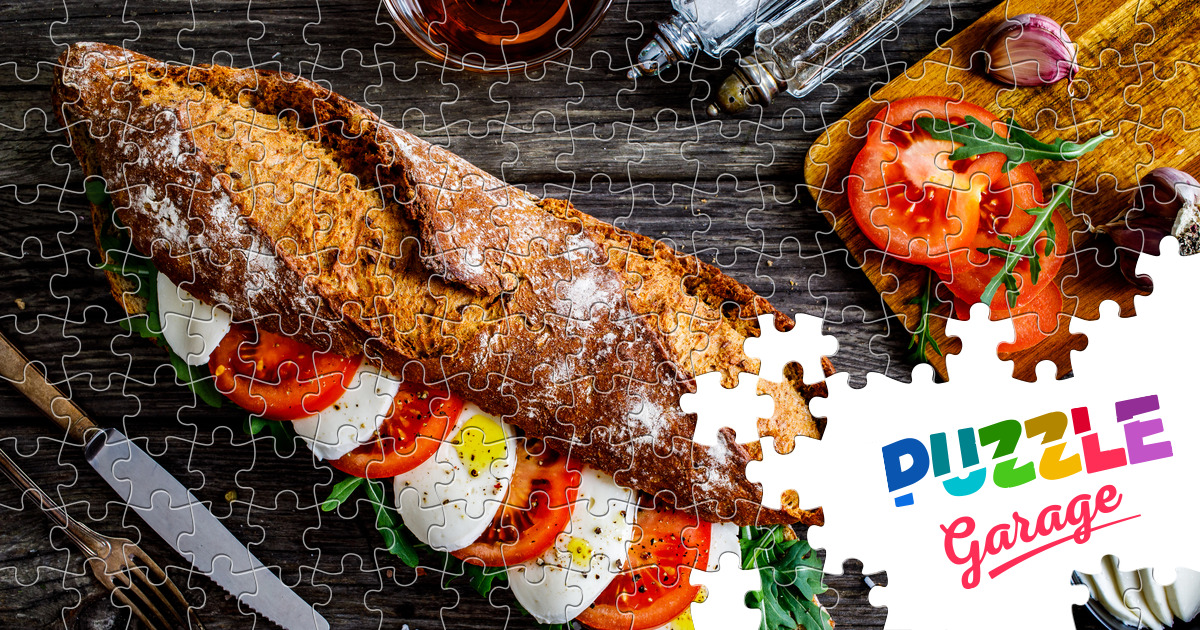 Caprese sandwich with tomatoes Jigsaw Puzzle (Home, Food) | Puzzle Garage