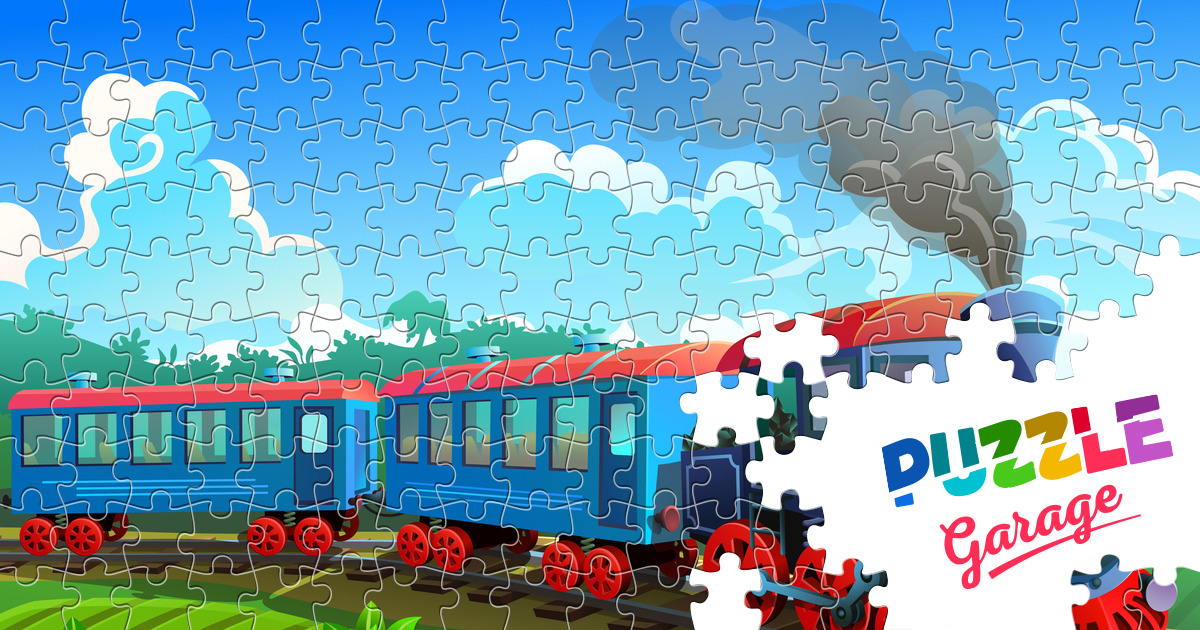 Blue train Jigsaw Puzzle (For children, Cartoon Illustrations) | Puzzle ...