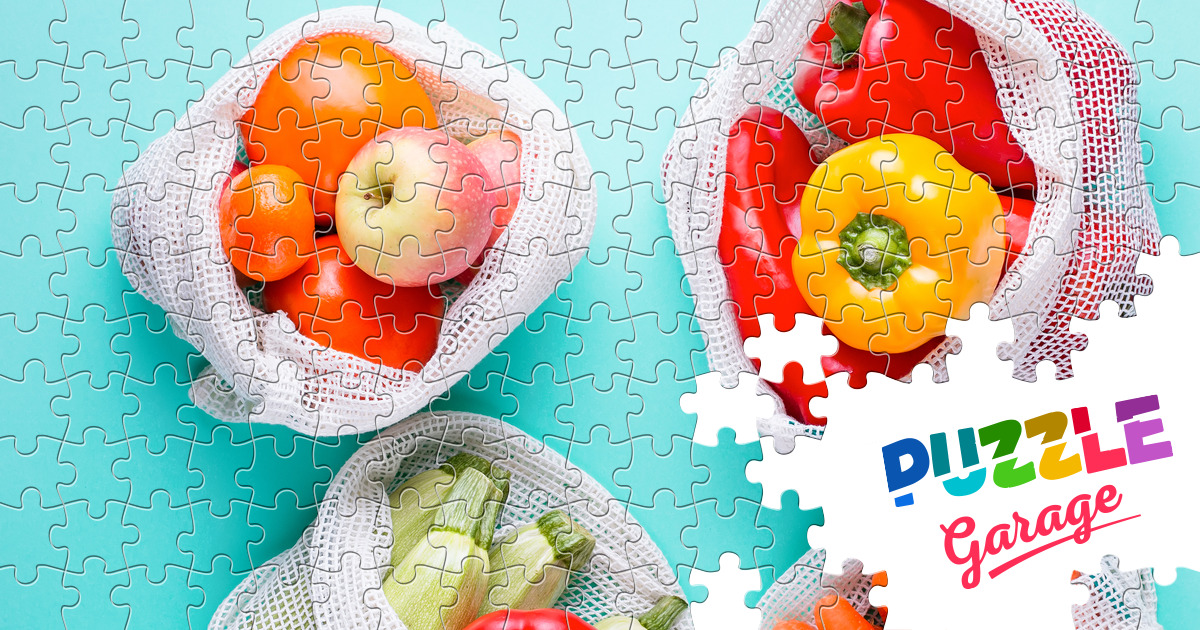 Vegetables and fruits in cotton bags Jigsaw Puzzle (Plants, Vegetables ...
