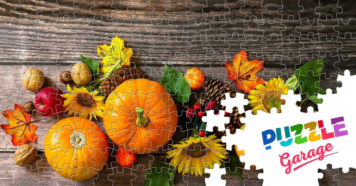 Pumpkins, sunflowers and apples Jigsaw Puzzle (Plants, Pumpkins ...