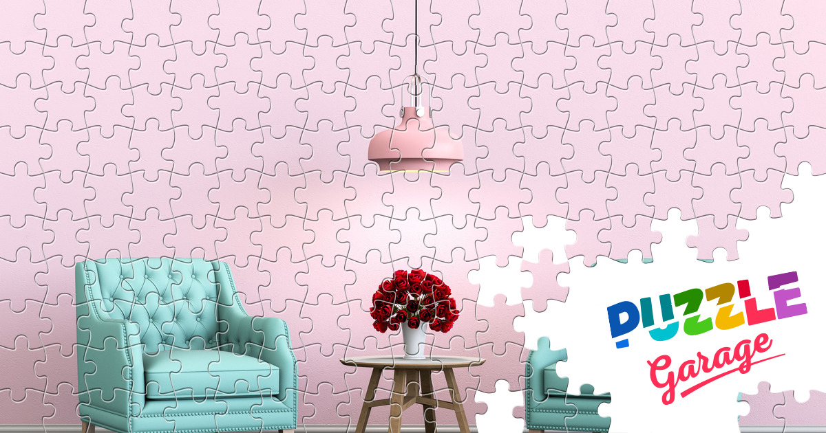 Pink room with blue armchairs Jigsaw Puzzle (Home, Interiors) | Puzzle ...