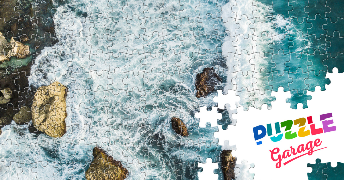 Aerial view of breaking waves Jigsaw Puzzle (Nature, Seas and Oceans ...