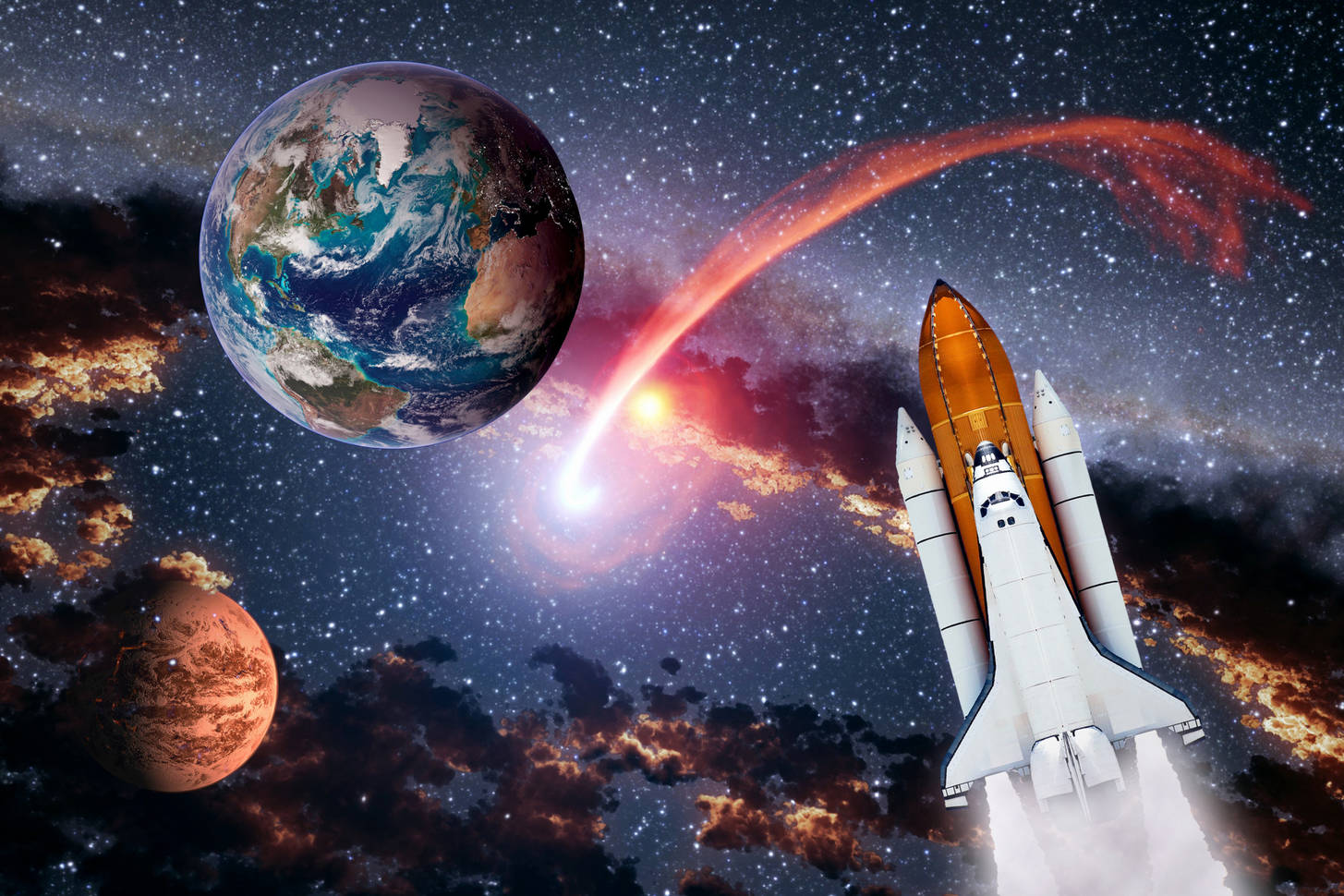 Space shuttle and planets Jigsaw Puzzle (Space, Cosmonautics) | Puzzle ...